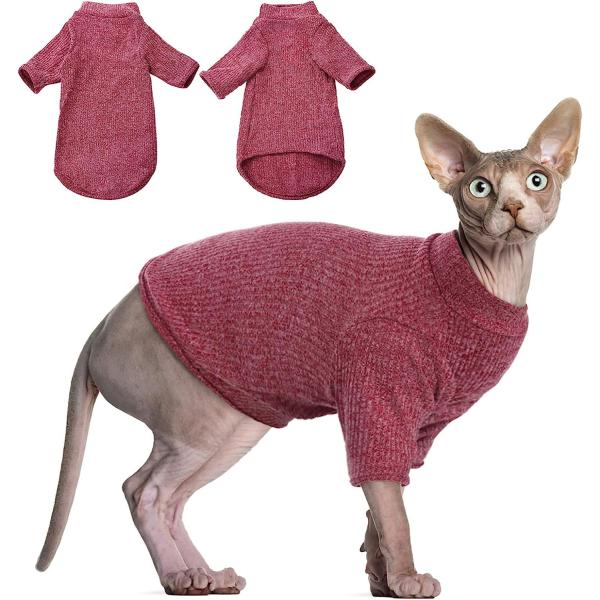 商品名DENTRUN Sphynx Hairless Cats Shirt, Pullover Kitten T-Shirts with Sleeves, Breathable Cat Wear Turtleneck Sweater, Ad...