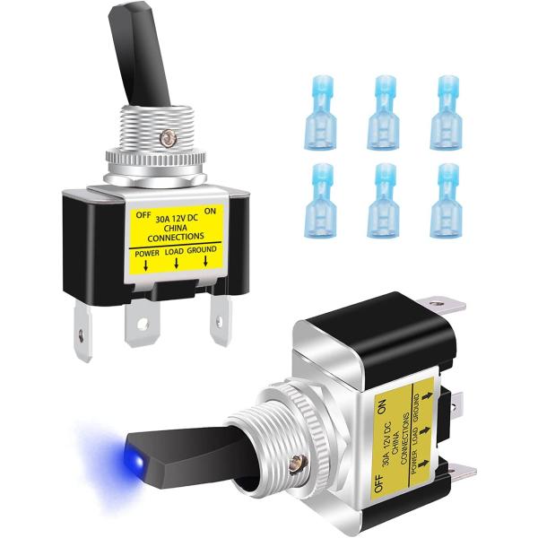 商品名weideer 2pcs Lighted Toggle Switch 12V 30A SPST ON/Off 3 Pin Blue  LED Toggle Switch for Car Truck Boat with Terminal...