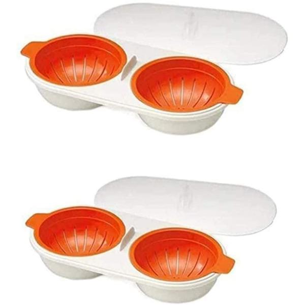 商品名電子レンジエッグポーチャー ダブルカップエッグボイラー パーフェクトポーチャー 電子レンジ対応 二層エッグクッカー 料理 キッチンツールパック (2PSC)Microwave Eggs Poacher, 2 Cavity Microw...