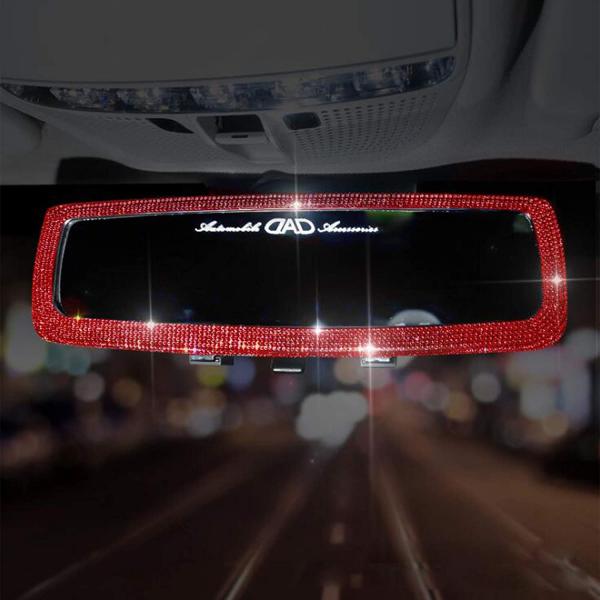 商品名HYL World キラキラ光るラインストーン カーバックミラークリスタルダイヤモンドリアビューミラー レディース ガールズ 自動車インテリアアクセサリー レッドHYL World Bling Rhinestones Car Rear...