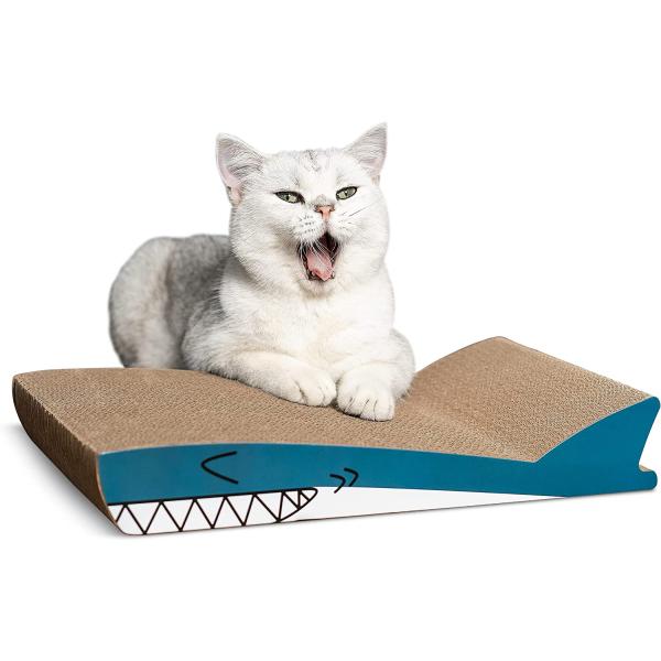 商品名Conlun 猫 スクラッチャー ダンボール 猫 スクラッチパッド プレミアムスクラッチテクスチャデザイン 耐久性 猫 スクラッチパッド リバーシブル サメ 長さ15.7 x 幅9 x 高さ2.6Conlun Cat Scratche...