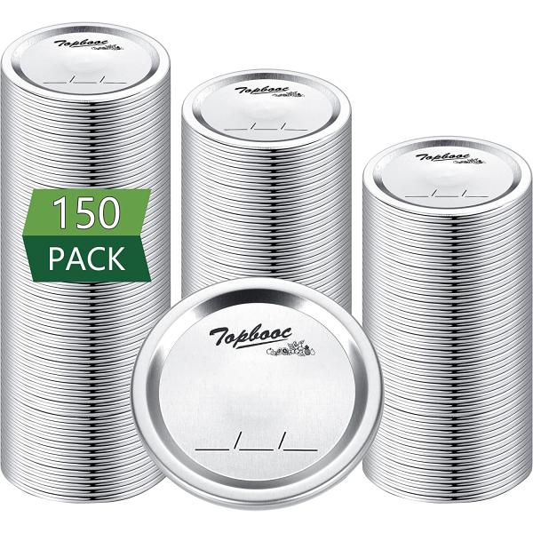 商品名一般的な瓶詰用の蓋 スプリットタイプ 金属製 メイソンジャー蓋 瓶詰用 食品グレードの材質 100%フィット 気密 並口瓶用 ボール/カー製の瓶用 150個150 - Count,Regular Mouth Canning Lids ...