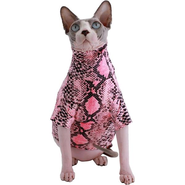 商品名Limited Edition Cool Sphynx Hairless Cat Summer Snake Skin Pattern Cotton T-Shirts Pet Clothes, Round Collar Vest Kit...