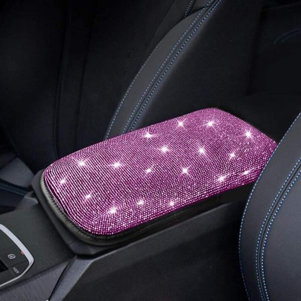 商品名HYL World キラキラ光るクリスタルカーセンターコンソールアームレストシートボックスカバープロテクター ユニバーサル自動車装飾アクセサリー レディース ピンクHYL World Auto Center Console Pad B...