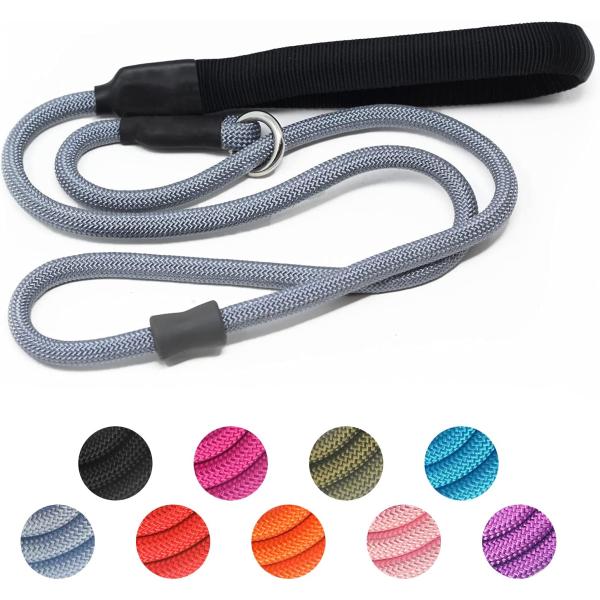 商品名Strong Slip Rope Dog Training Leash (4ft) - Heavy Duty Durable Braided Nylon Lead with Rubber Stopper &amp; Padded Ha...