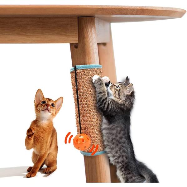商品名Cat Scratching Post, Cat Scratch Post Made of Natural Sisal Wrapped Around The Legs of Tables and Chairs, with Intera...