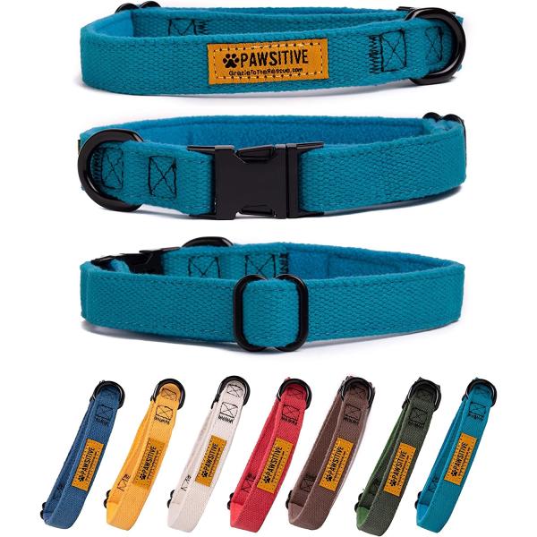 商品名Pawsitive Hemp Dog Collar - Super Soft Hypoallergenic Lining. Great for Small, Medium and Large Dogs; Small Emerald G...