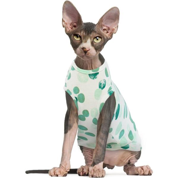 商品名Bonaweite Hairless Cats Vest Shirt, Breathable Adorable Cat Wear Cotton Clothes, Cat's Pajamas Jumpsuit for Sphynx, C...