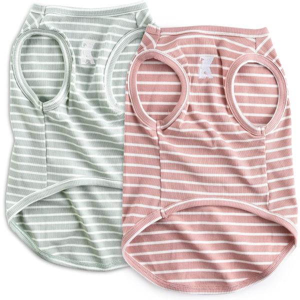 商品名Koneseve Dog Shirt Vest Lightweight Stretchy Dog T-Shirts Soft Cool Shirts Sleeveless Stripe Vests Breathable Clothes...