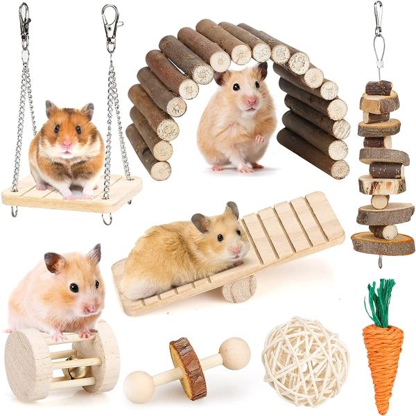 商品名BBjinronjy Hamster Chew Toys Set Small Animal Molar Toys Teeth Care Wooden Accessories for Guinea Pigs,Chinchillas,Ge...