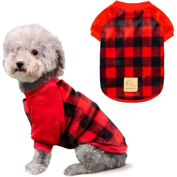 商品名cyeollo Buffalo Plaid Sweatshirt Dog Flannel Winter Warm Coat Cold Weather Coats Dog Clothes for Small Dogs Apparelブラ...