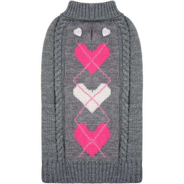 商品名KYEESE Dogs Sweaters Valentine's Day Heart Pattern with Leash Hole Grey Dog Sweater Knitwear Warm Puppy Sweaterブランド：K...