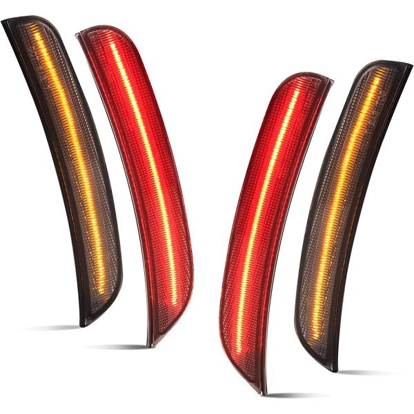 商品名NDRUSH Smoked Lens LED Side Marker Lights Red And Amber Sidemarker Lamps Reflectors Compatible with 2015-2020 Dodge C...