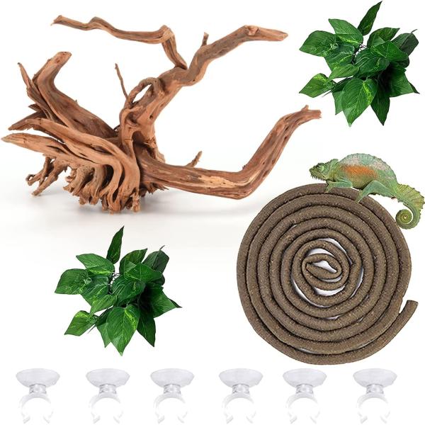 商品名kathson 4 PCS Reptile Driftwood Habitat Decor Reptile Branches Bendable Vine Leaves Terrarium Wood Ornament Lizard Ta...