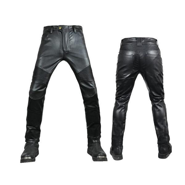 商品名:  Men's Soft Leather Motorcycle Pants Waterproof Riding Motorcycle Armor Pants With Extended Knee Pads, Breathable A...