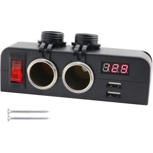 商品名Cllena Dual USB Socket Charger and Dual 12V Power Outlet Cigarette Lighter Splitter Adapter with LED Voltmeter On/Off...