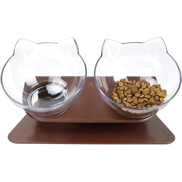 商品名Luck Dawn Double Elevated Cat Bowls with Raised Stand, 15 Tilted cat Bowl Design Neck Guard Stand Raised Pet Food Wat...