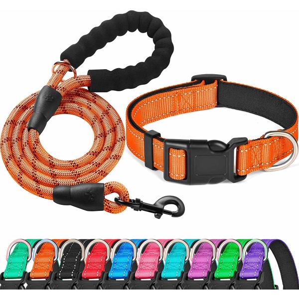商品名Ladoogo Reflective Dog Collar Padded with Soft Neoprene Breathable Adjustable Nylon Dog Collars for Small Medium Larg...