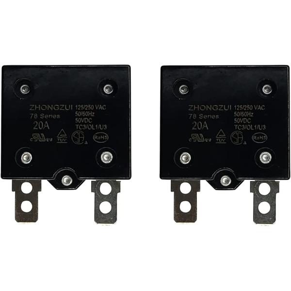 商品名LinkePow 2PCS 20A Automatic Reset Relay Fuse Therma Switch Circuit Breaker Current Overload Protector Kid Powered Rid...