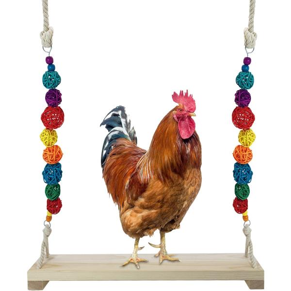 商品名Chicken Swing,Chicken Perch,Wood Stand for Chick,Ladder Toys for Bird,Handmade Coop Swing for Chicken Bird,Parrot,Hen...