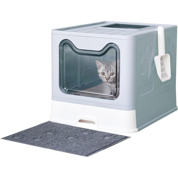 商品名Medario Cat Litter Box, Large Foldable Front Entry Top Exit Litter Box with Lid for Cats, Cat Potty with Cat Litter S...