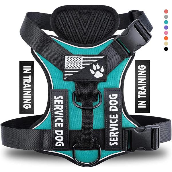 商品名Demigreat Service Dog Harness, Reflective Dog Vest Harness with 5 PCS Patches, Adjustable Soft Oxford Pet Harness, In...