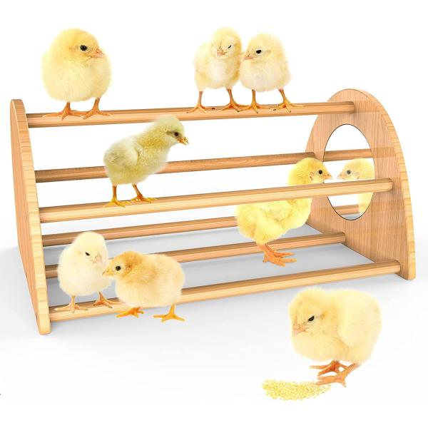 商品名Ensayeer Bamboo Chicken Perch with Mirror, Strong Roosting Bar for coop and brooder, Training Perch for Large Bird, H...