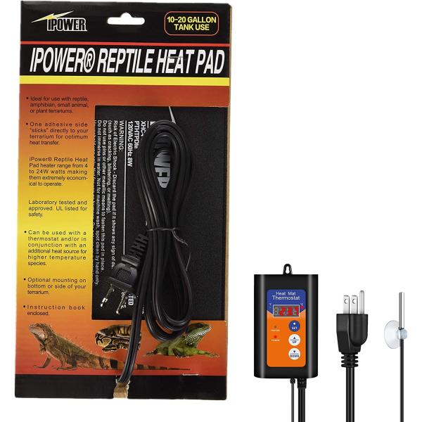商品名iPower 6X8 Inch Reptile Heat Pad Under Tank Heater Terrarium Warmer Heating Mat and Digital Thermostat Controller for...