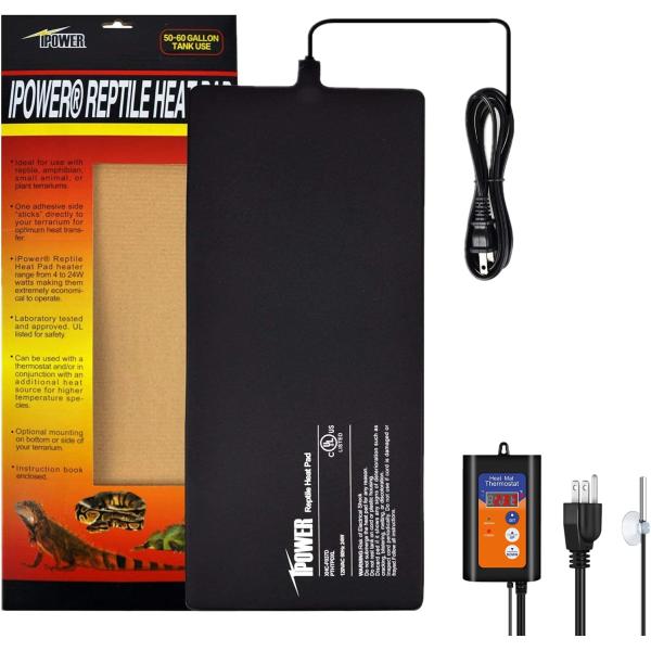 商品名iPower 8X18 Inch Reptile Heat Pad Under Tank Heater Terrarium Warmer Heating Mat and Digital Thermostat Controller fo...