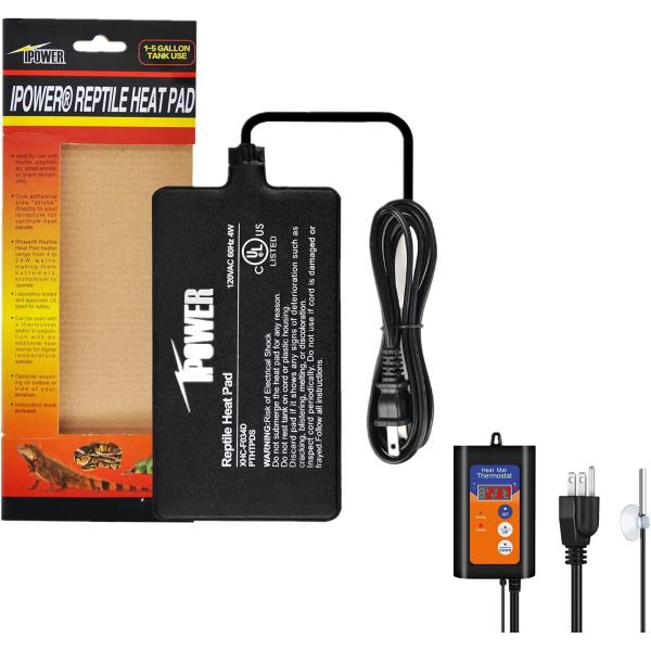 商品名iPower 4X7 Inch Reptile Heat Pad Under Tank Heater Terrarium Warmer Heating Mat and Digital Thermostat Controller for...