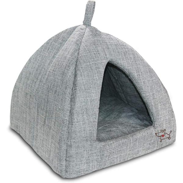 商品名Pet Tent-Soft Bed for Dog and Cat by Best Pet Supplies - Gray Linen, 16"" x 16"" x H:14""ブランド：Best Pet Supplies商品サイズ：...