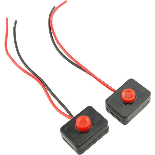 商品名E-outstanding 2PCS Button Switch 2 Wire Plastic Momentary Push Button Switch Red Reset Switch With Self-adhesive For ...