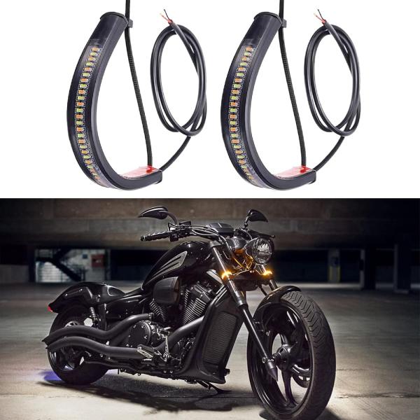 商品名:  goodfitment - 2PC Flexible White &amp; Amber Motorcycle LED Fork Turn Signal Blinkers DRL Daytime Running Light Wa...
