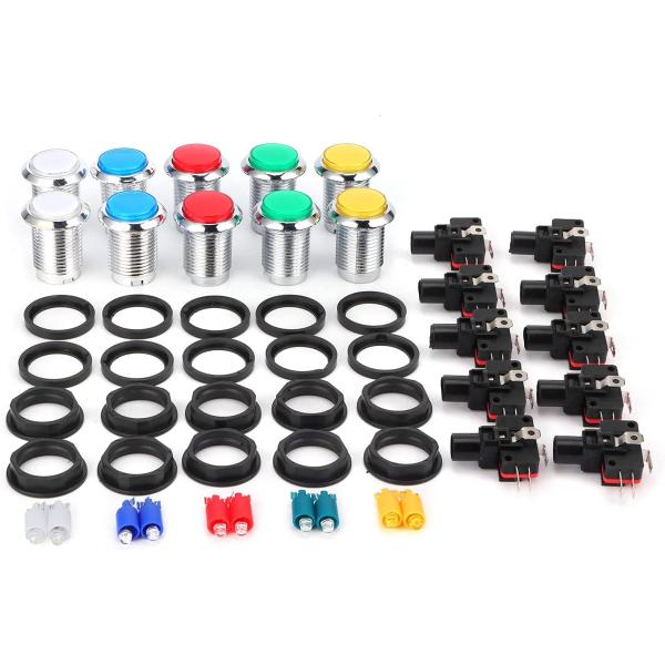 商品名wendeekun スイッチボタン 32mm シルバーメッキ 5V LED 高感度 小型 ラウンド プッシュボタン 半透明 照光 高速応答 簡単スイッチ アーケードBuutonwendeekun Switch Button, 32MM...