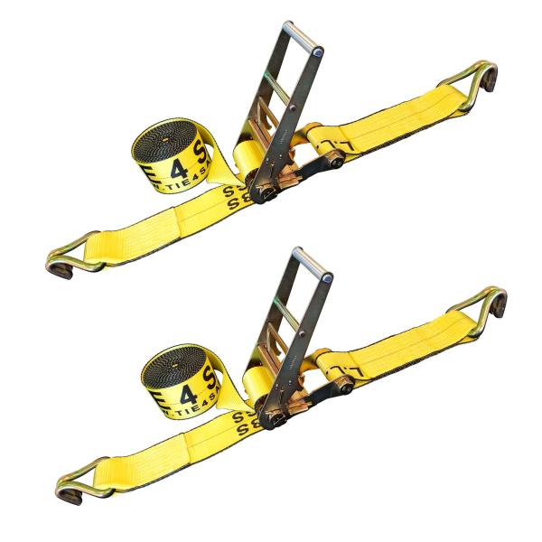 商品名:  Mega Cargo Control 4" x 30' Tie Down Ratchet Straps with J Hooks | for Flatbed, Truck, Trailers, Farm, Cargo, Pick...