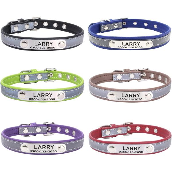 商品名Custom Personalized Reflective Cat Dog Collar with Name Plate Engraved Cute Purple Puppy Kitten Dog Cat Collars for M...