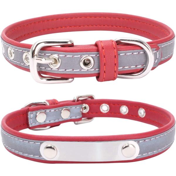 商品名Custom Personalized Reflective Cat Dog Collar with Name Plate Engraved Cute Red Puppy Kitten Dog Cat Collars for Male...