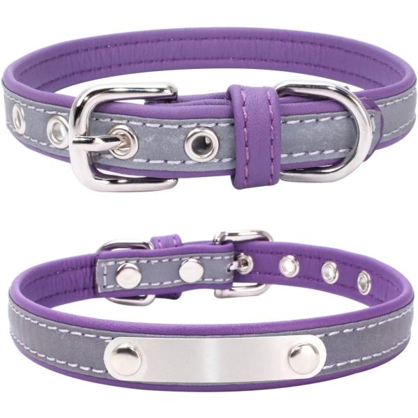 商品名Custom Personalized Reflective Cat Dog Collar with Name Plate Engraved Cute Purple Puppy Kitten Dog Cat Collars for M...
