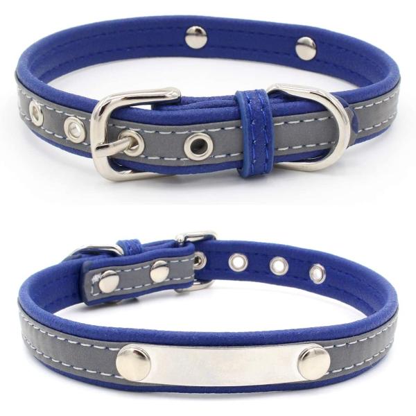 商品名Custom Personalized Reflective Cat Dog Collar with Name Plate Engraved Cute Blue Puppy Kitten Dog Cat Collars for Mal...