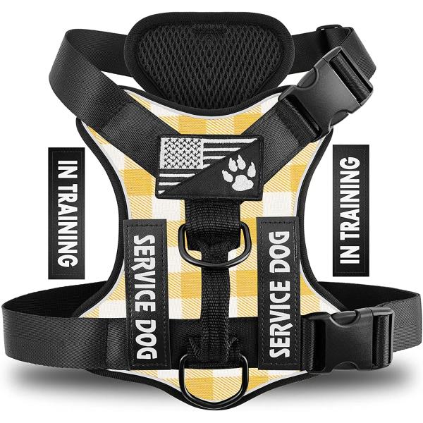 商品名Demigreat Service Dog Harness, Reflective Dog Vest Harness with 5 PCS Patches, Adjustable Soft Oxford Pet Harness, In...