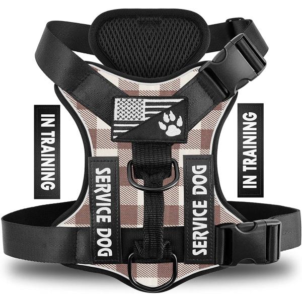 商品名Demigreat Service Dog Harness, Reflective Dog Vest Harness with 5 PCS Patches, Adjustable Soft Oxford Pet Harness, In...