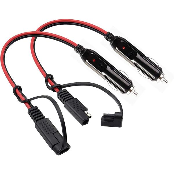 商品名2 Pack 1FT SAE Cigarette Lighter Charger Cable, 12AWG 12V Cigarette Lighter Male Plug to SAE 2 Pin Quick Release Disc...