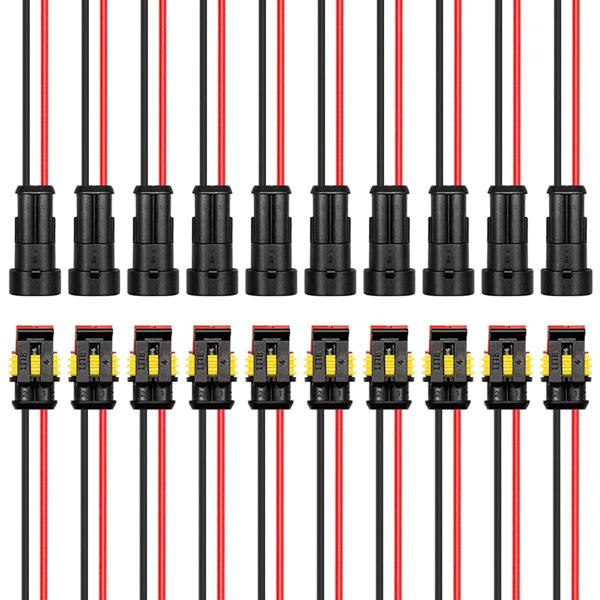 商品名DKARDU 10 Pcs 2 Pin Waterproof Car Electrical Connector 1.5mm Terminal Plug Automotive Connectors with 18AWG Wire for...