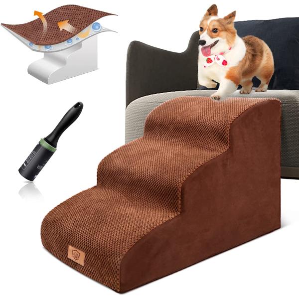 商品名Kphico Sturdy Foam Dog Stairs for High Beds or Couches,Non-Slip 3 Tiers Pet Steps,15.7"" High Sturdy Dog Ramp,Extra W...