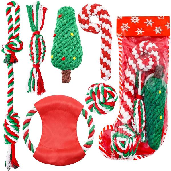 商品名Yeghujar Christmas Dog Rope Toys, 6 Packs Dog Chewing Toys, Interactive Dog Stocking Stuffers Rope Toys for Small Med...