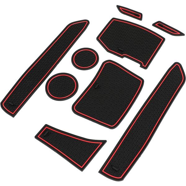 商品名Winunite 内部ノンスリップカップホルダーインサートマット シボレーカマロ 2016-2022 アンチダストセンターコンソールライナーマット アクセサリー プレミアムカスタムドアポケットライナー 9ピース レッドトリムWinun...