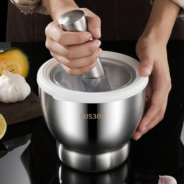 商品名：HomDSim すり鉢とすりこぎセット 5インチ 大容量 ステンレススチール ヘビーポリッシュ パフォーマンス向上 スパイスグラインダー 蓋付きHomDSim Mortar and Pestle Set 5 Inch Large C...