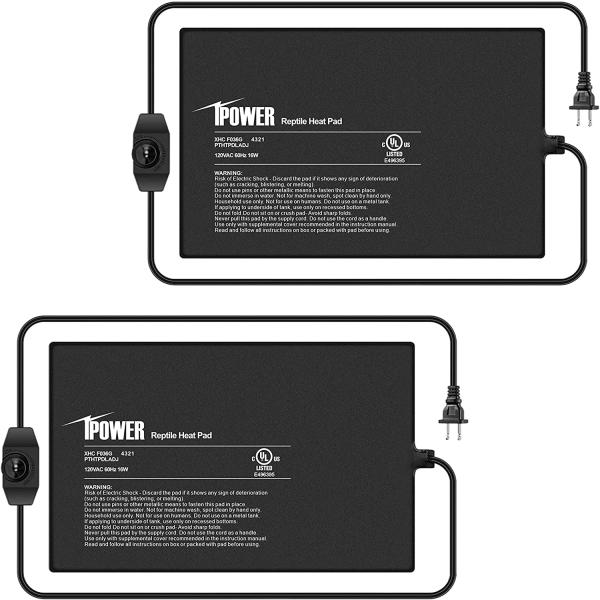 商品名iPower 8X12 Inch 16 Watts Reptile Heating Mat with Adjustable Temperature Controller Under Tank Warmer Terrarium Heat...