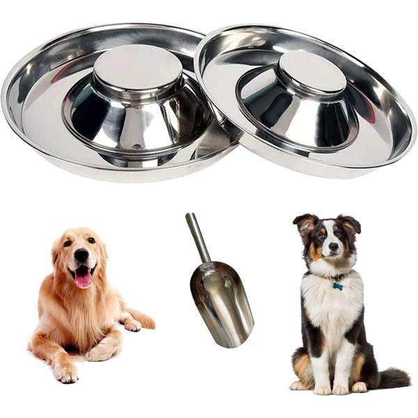 商品名：kathson Stainless Steel Puppy Dog Bowls, 2 Pack Puppy Litter Food Feeding Weaning Silver Pet Food Water Feeder Bowl ...