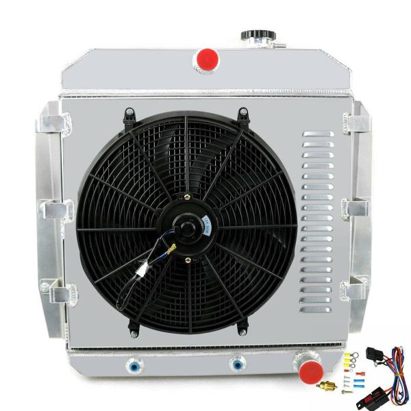 商品名: ECMRAD 3列アルミラジエーター 55-59 シボレー トラック ピックアップ サバーバン アパッチGMC 100/150 トラック 1956 1957 1958 +シュラウド+ファン+サーモスタットリレーキット ECMRAD...